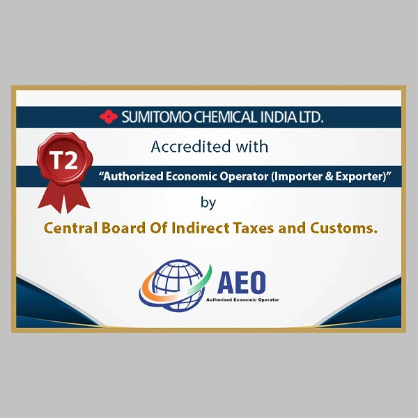 Sumitomo Chemical India Limited has received the AEO certification ...